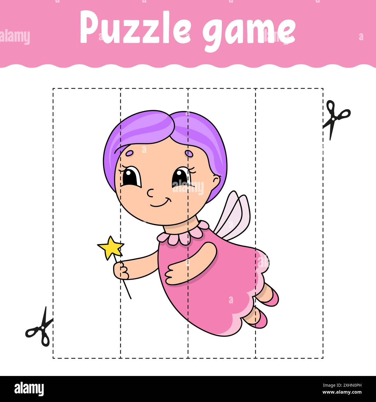 Puzzle game for kids. Cutting practice. Education developing worksheet ...