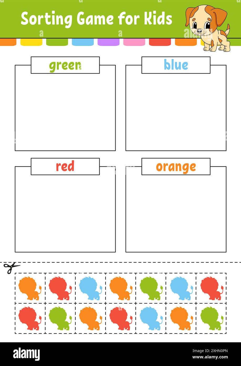 Sorting game for kids. Cut and glue. Education developing worksheet ...