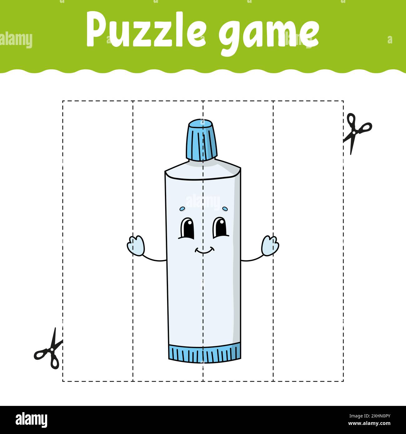 Puzzle game for kids. Cutting practice. Education developing worksheet ...