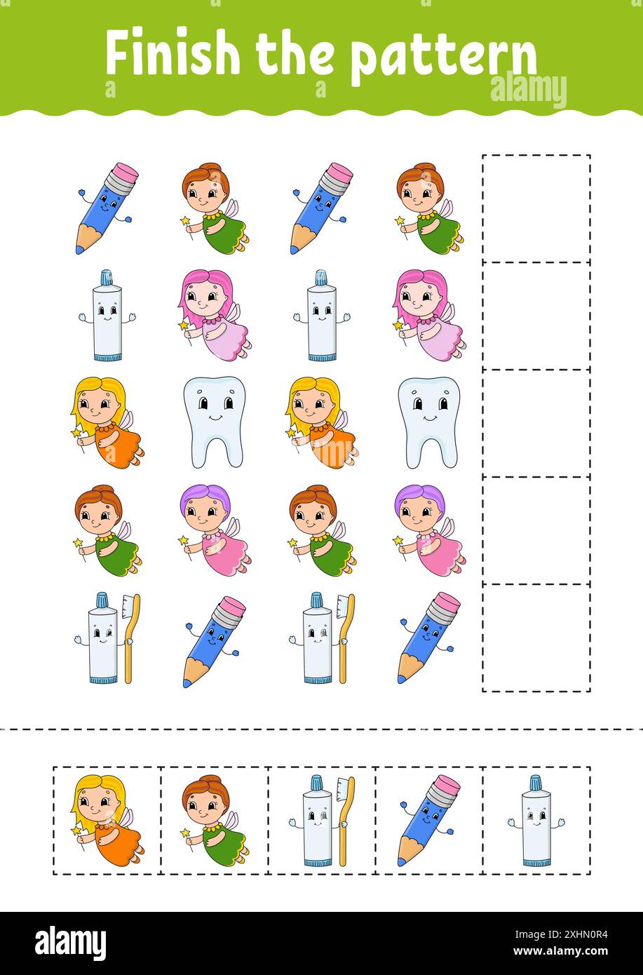 Finish the pattern. Cut and play. Education developing worksheet ...