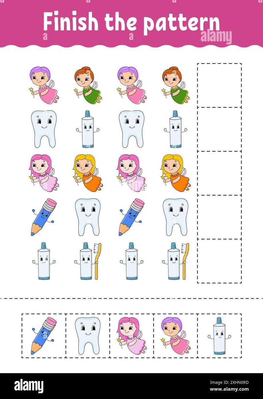 Finish the pattern. Cut and play. Education developing worksheet ...
