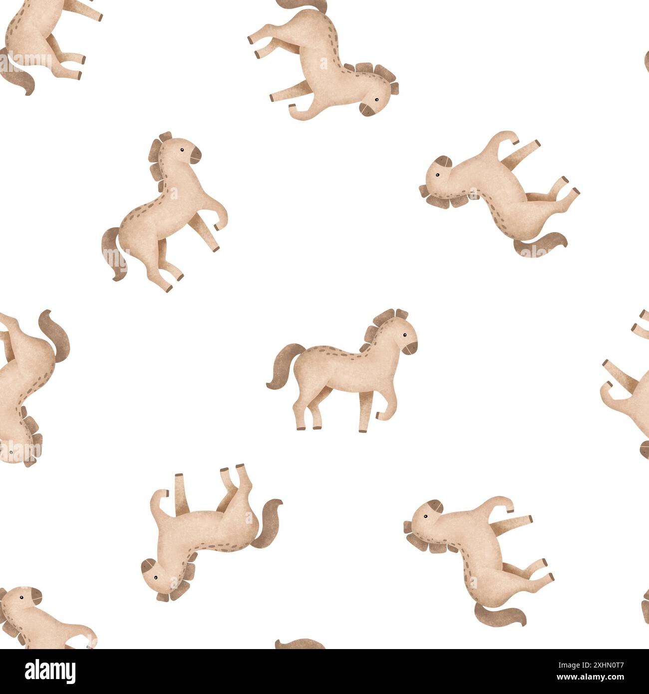 Seamless pattern with cartoon animal. Hand drawn illustration of beige ...