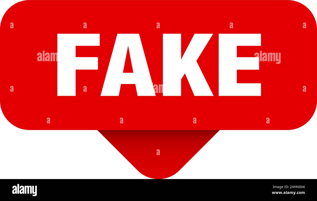 fake sticker. fake sign on transparent background. rectangular button ...