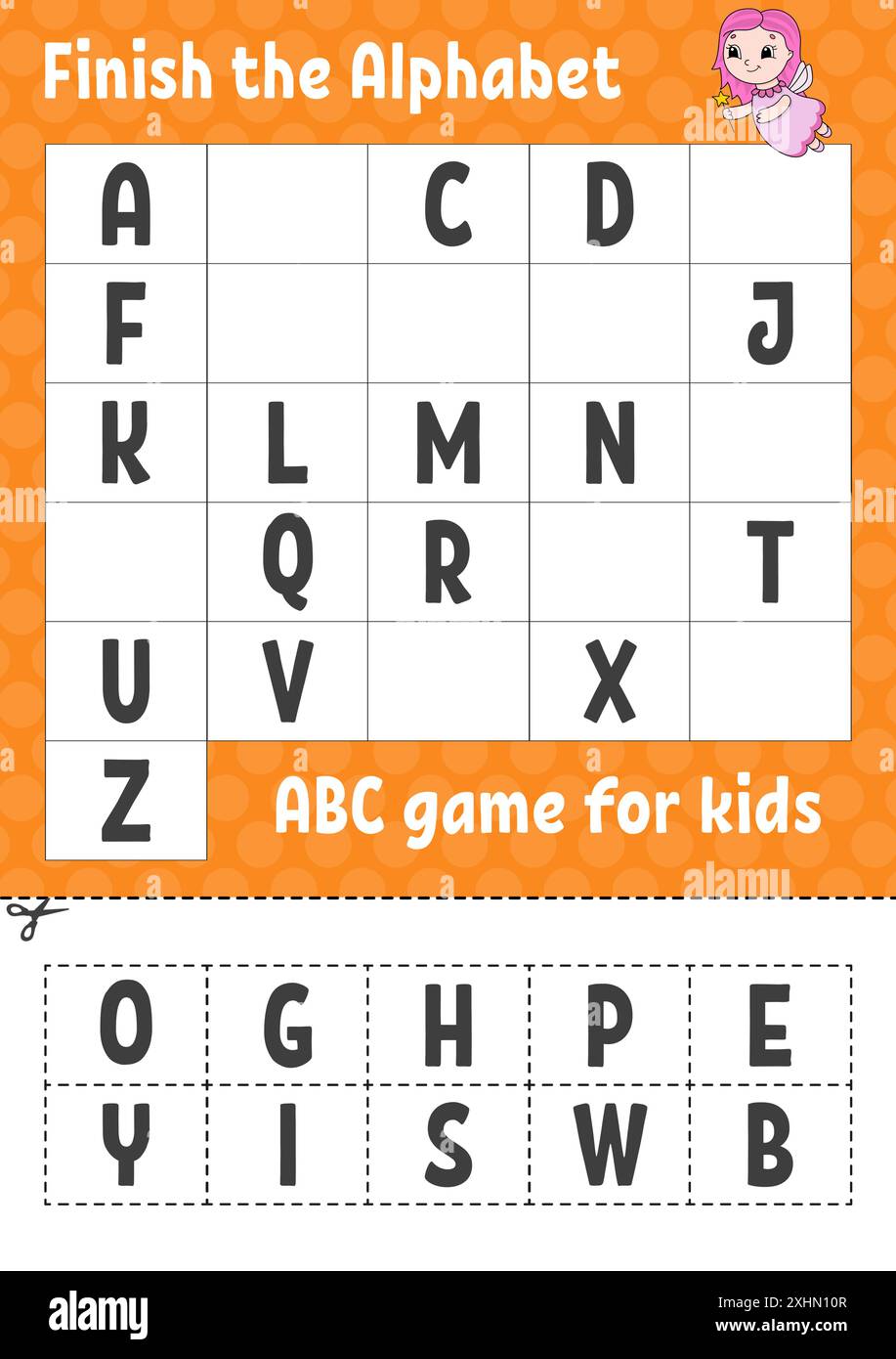 Finish the alphabet. ABC game for kids. Cut and glue. Education ...
