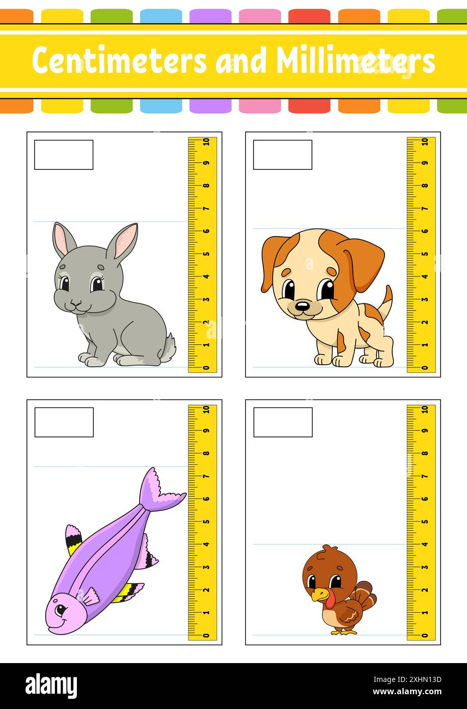 Measuring length in centimeter and millimeter. Education developing ...