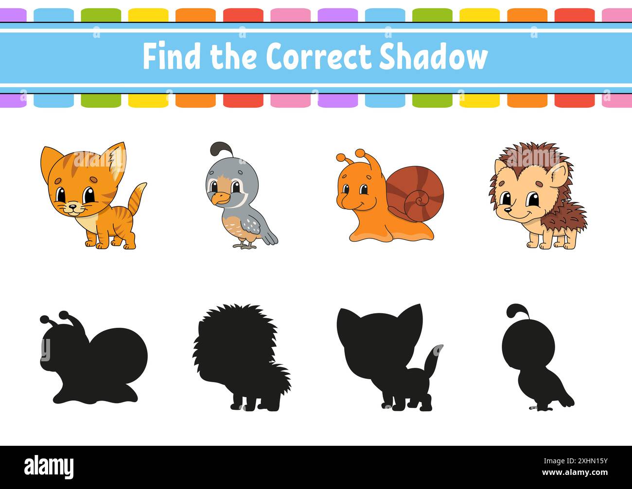Find the correct shadow. Animal theme. Education developing worksheet ...
