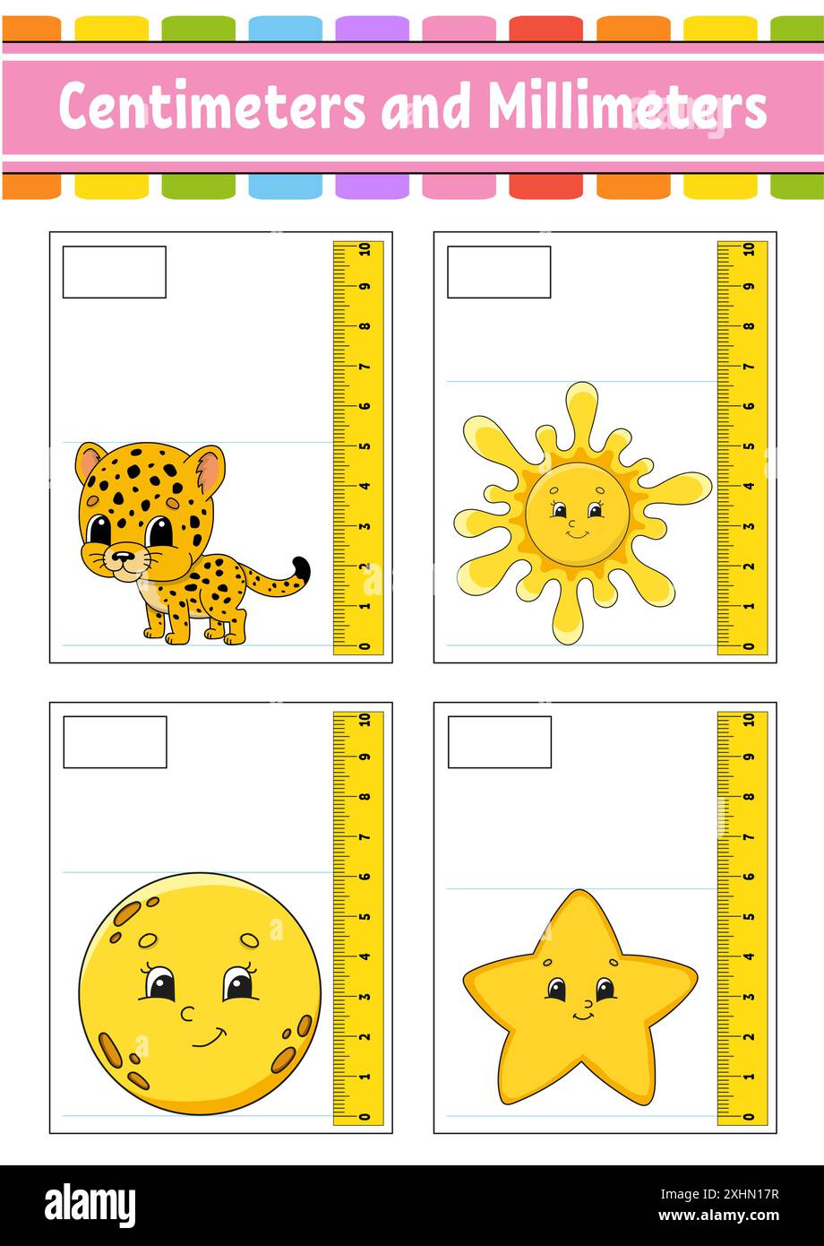 Measuring length in centimeter and millimeter. Education developing ...