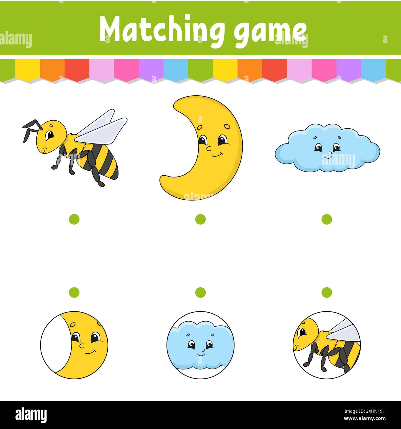 Matching game for kids. Education developing worksheet. Draw a line ...