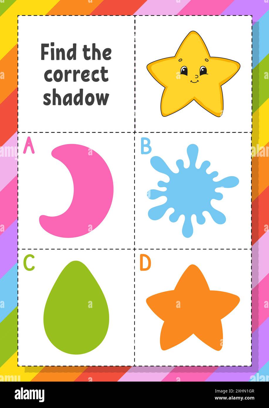 Find the correct shadow. Education developing worksheet for kids ...
