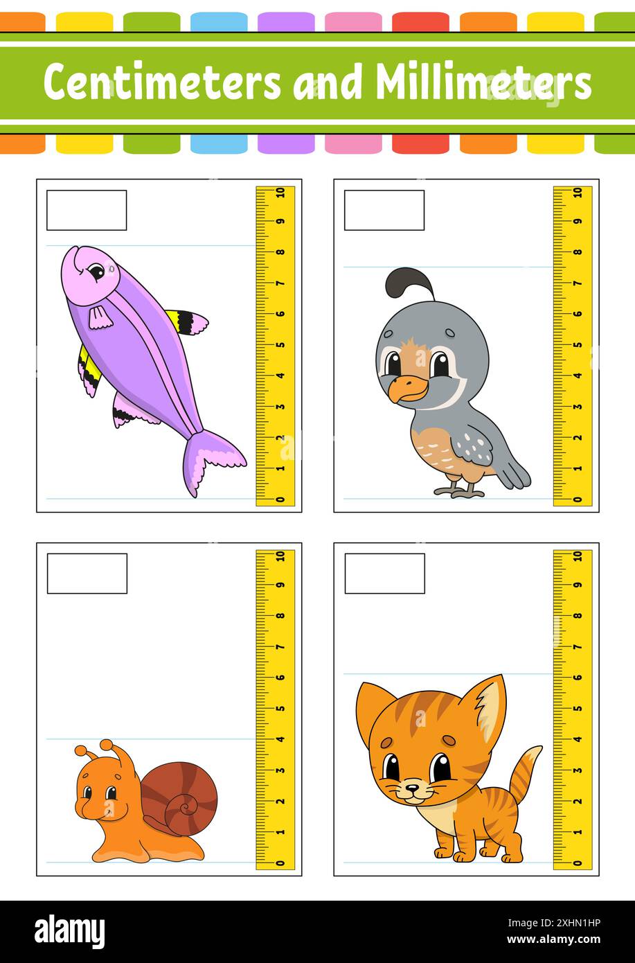 Measuring length in centimeter and millimeter. Education developing ...
