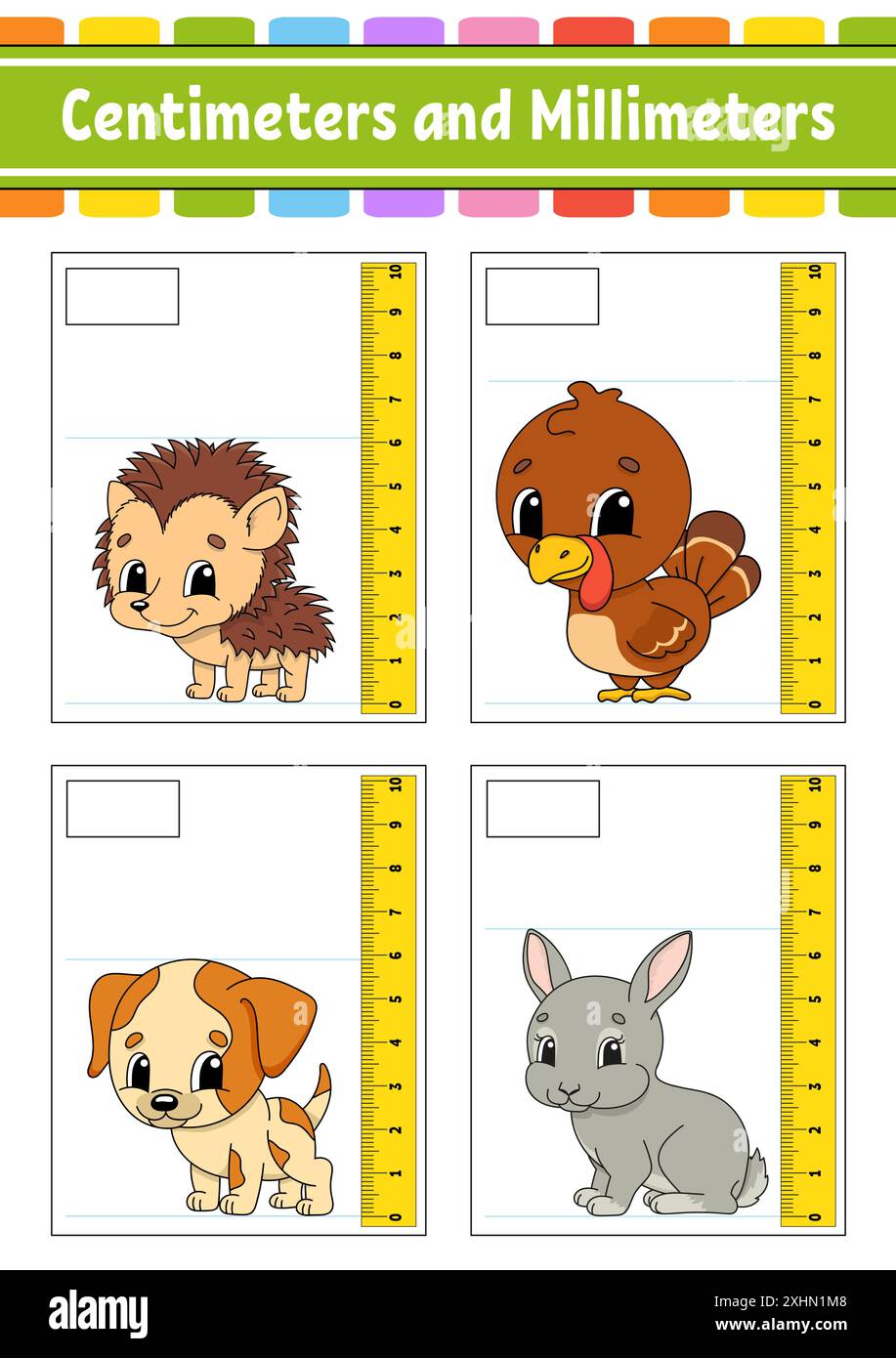 Measuring length in centimeter and millimeter. Education developing ...