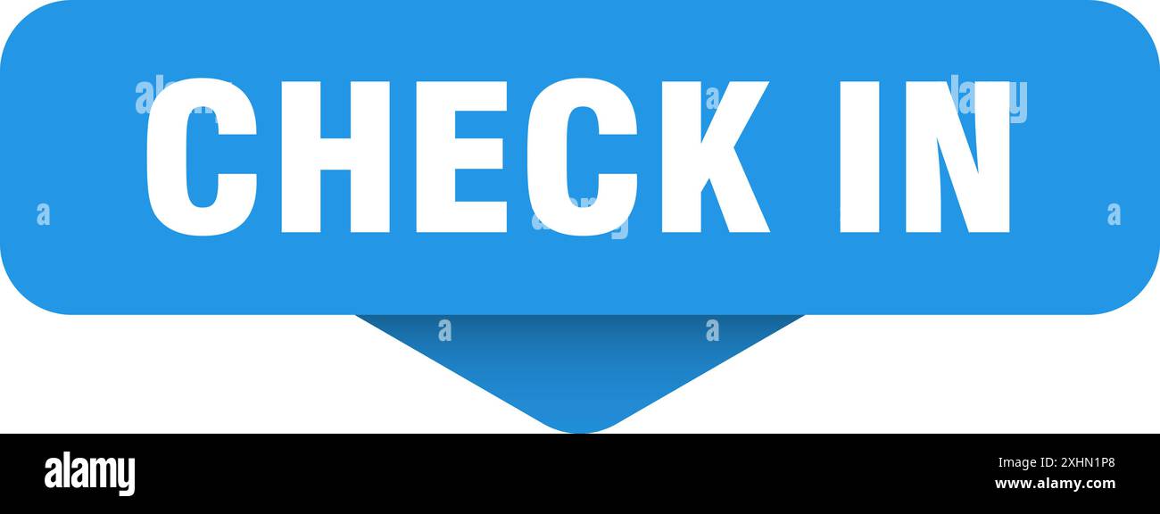 check in sticker. check in sign on transparent background. rectangular ...