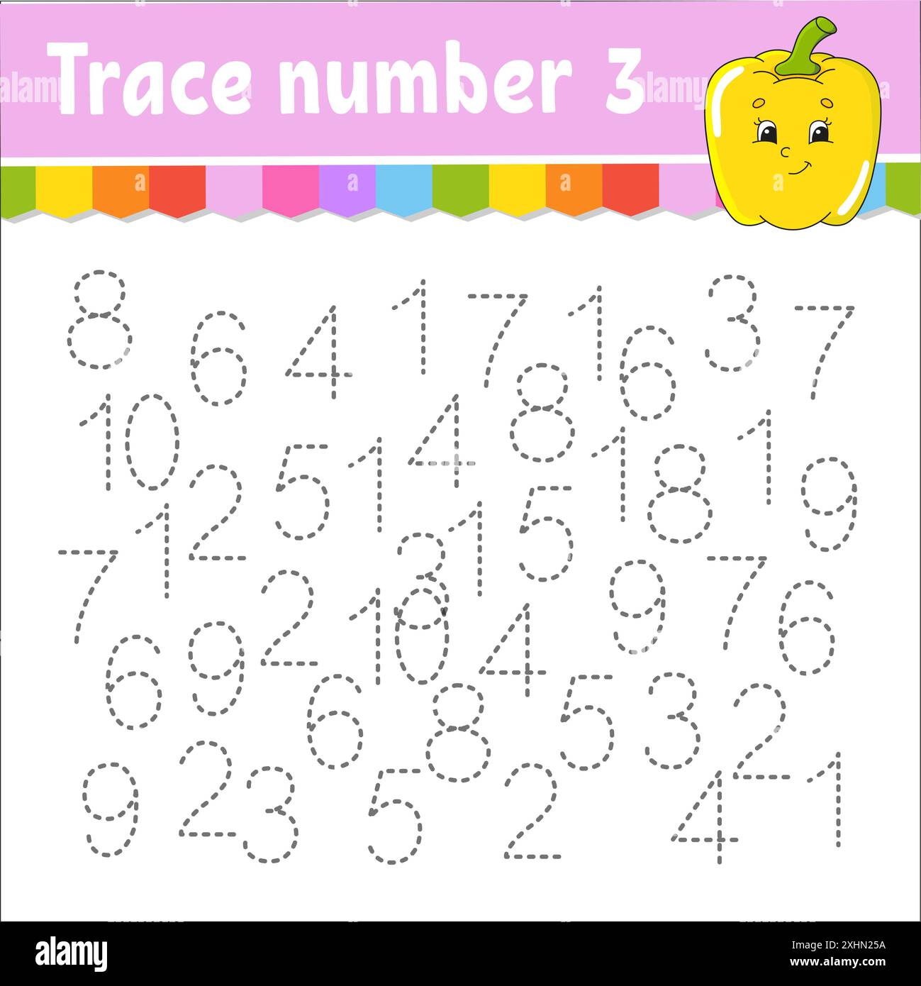Trace number . Handwriting practice. Learning numbers for kids ...
