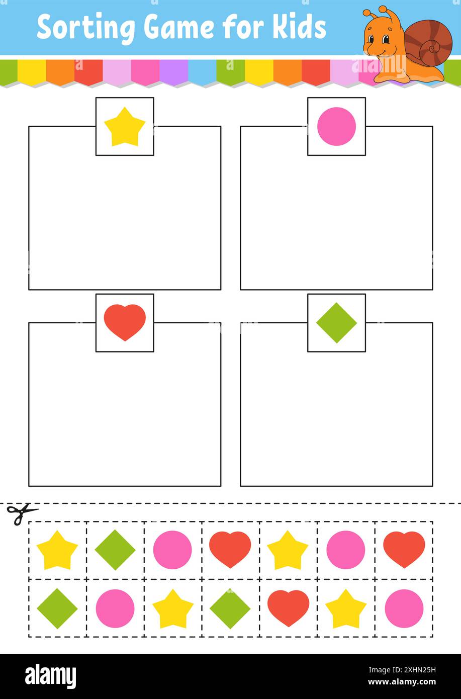 Sorting game for kids. Cut and glue. Education developing worksheet ...