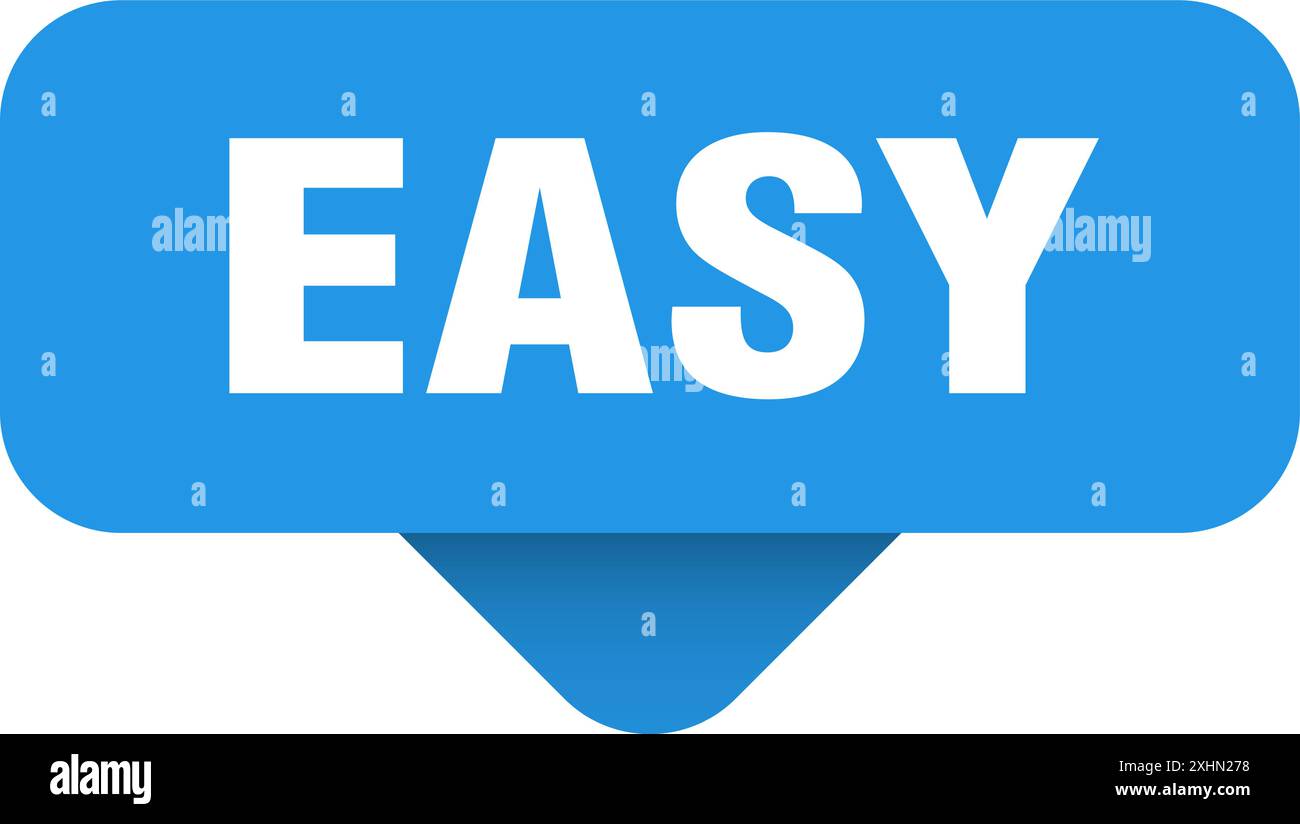 easy sticker. easy sign on transparent background. rectangular button ...