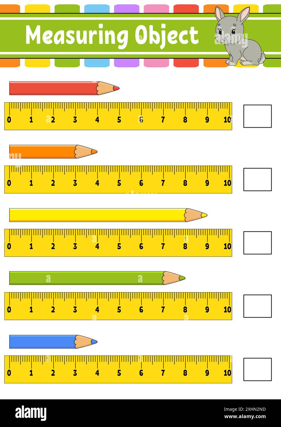 Measuring object with ruler. Education developing worksheet. Game for ...