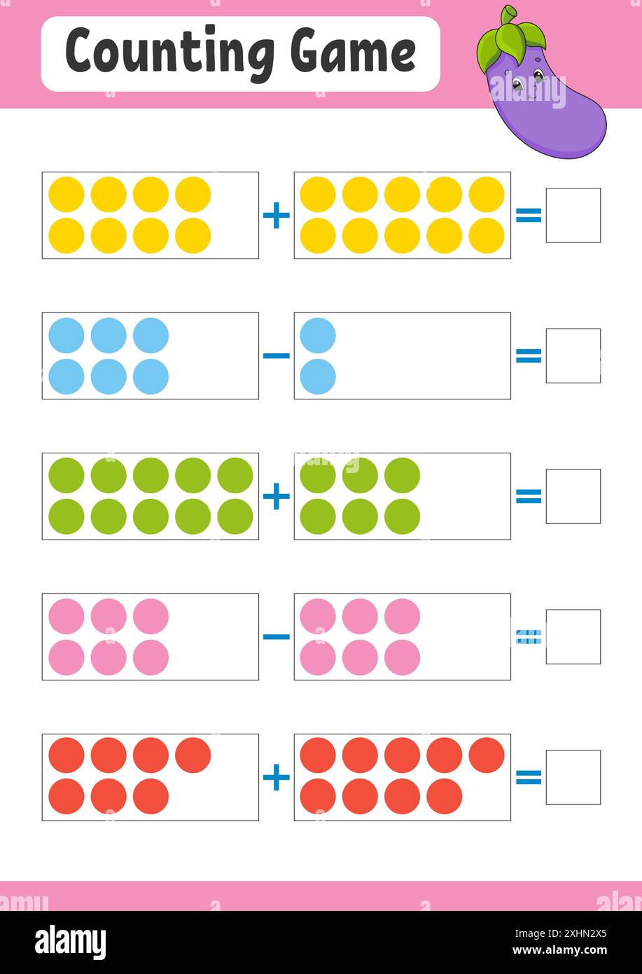 Addition and subtraction. Task for kids. Education developing worksheet ...