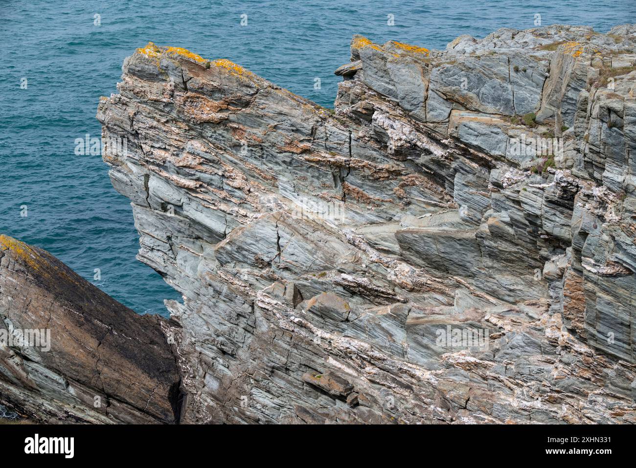 Geological features on the coast near Rhoscolyn, Anglesey, North Wales ...