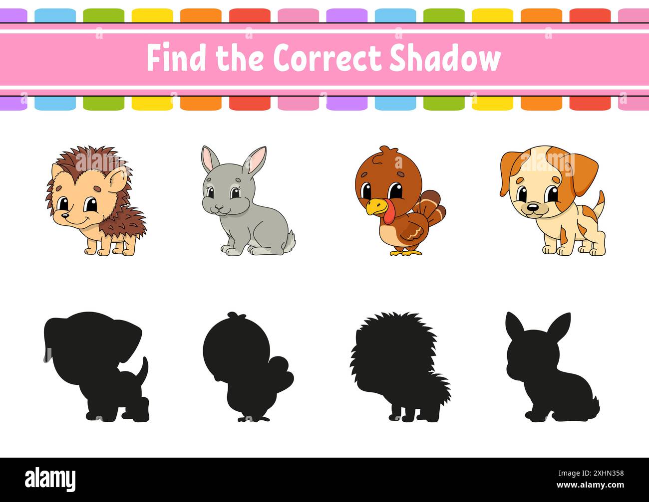 Find the correct shadow. Animal theme. Education developing worksheet ...