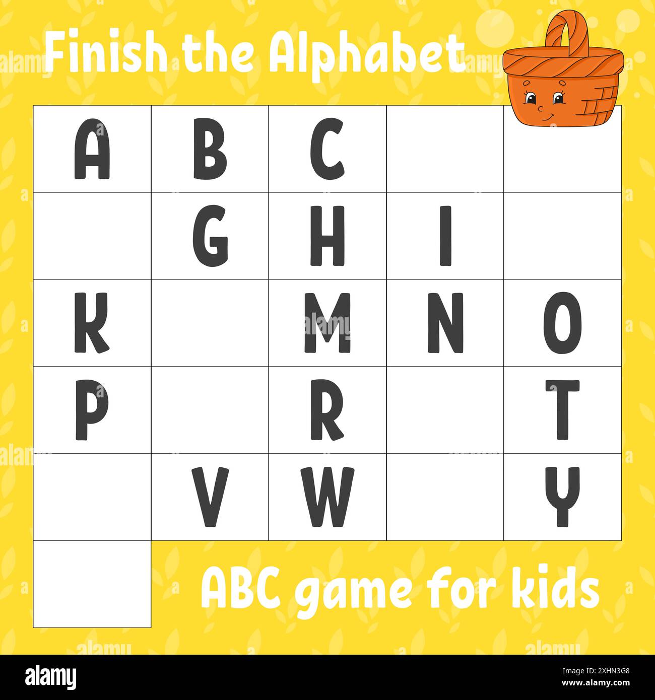 Finish the alphabet. ABC game for kids. Education developing worksheet ...