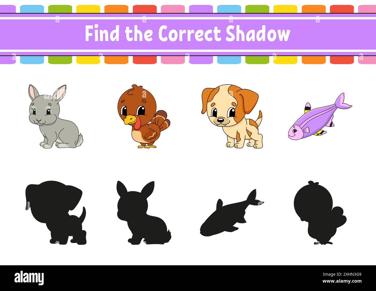 Find the correct shadow. Animal theme. Education developing worksheet ...