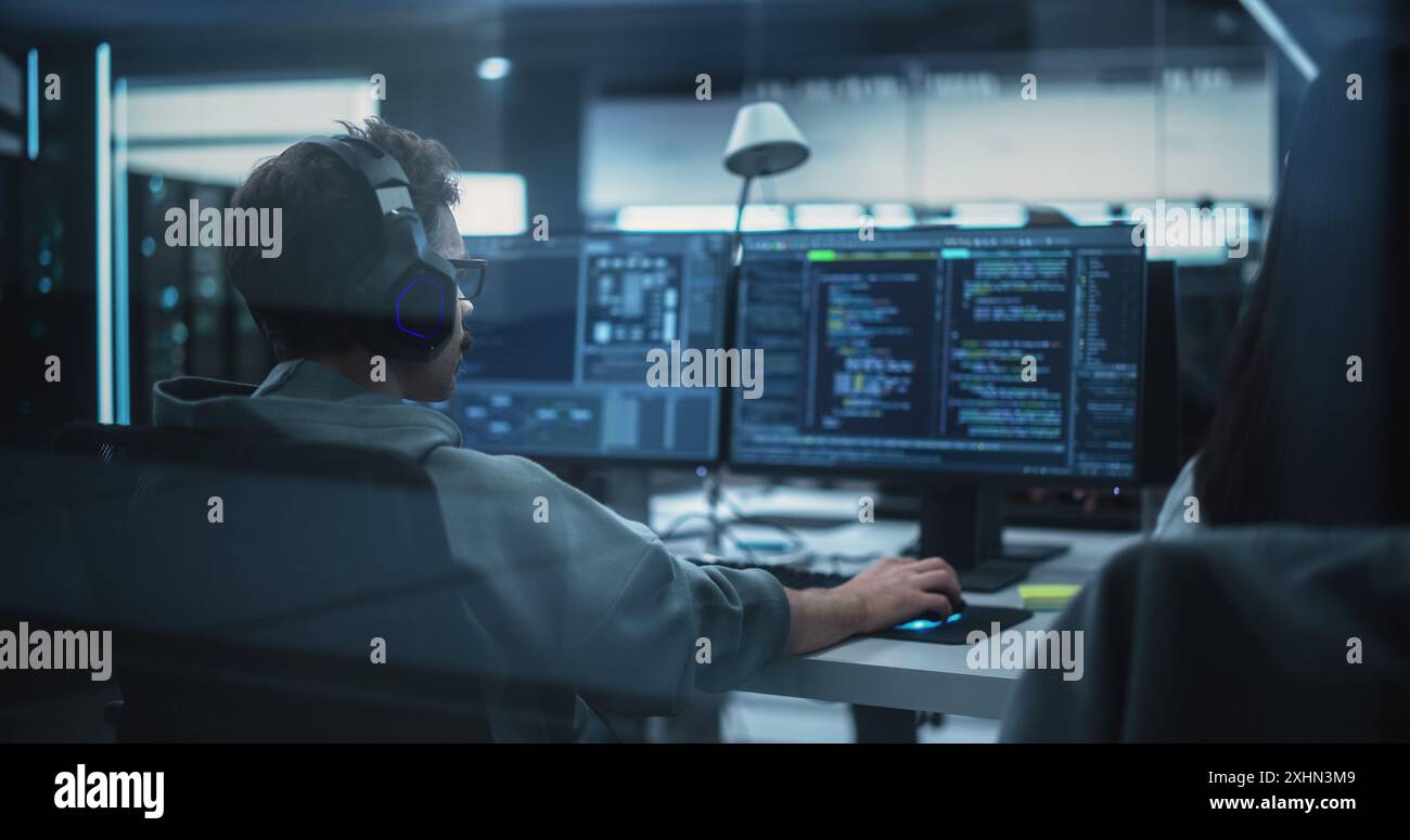 Team of Talented Young Professionals Working in a Technological ...