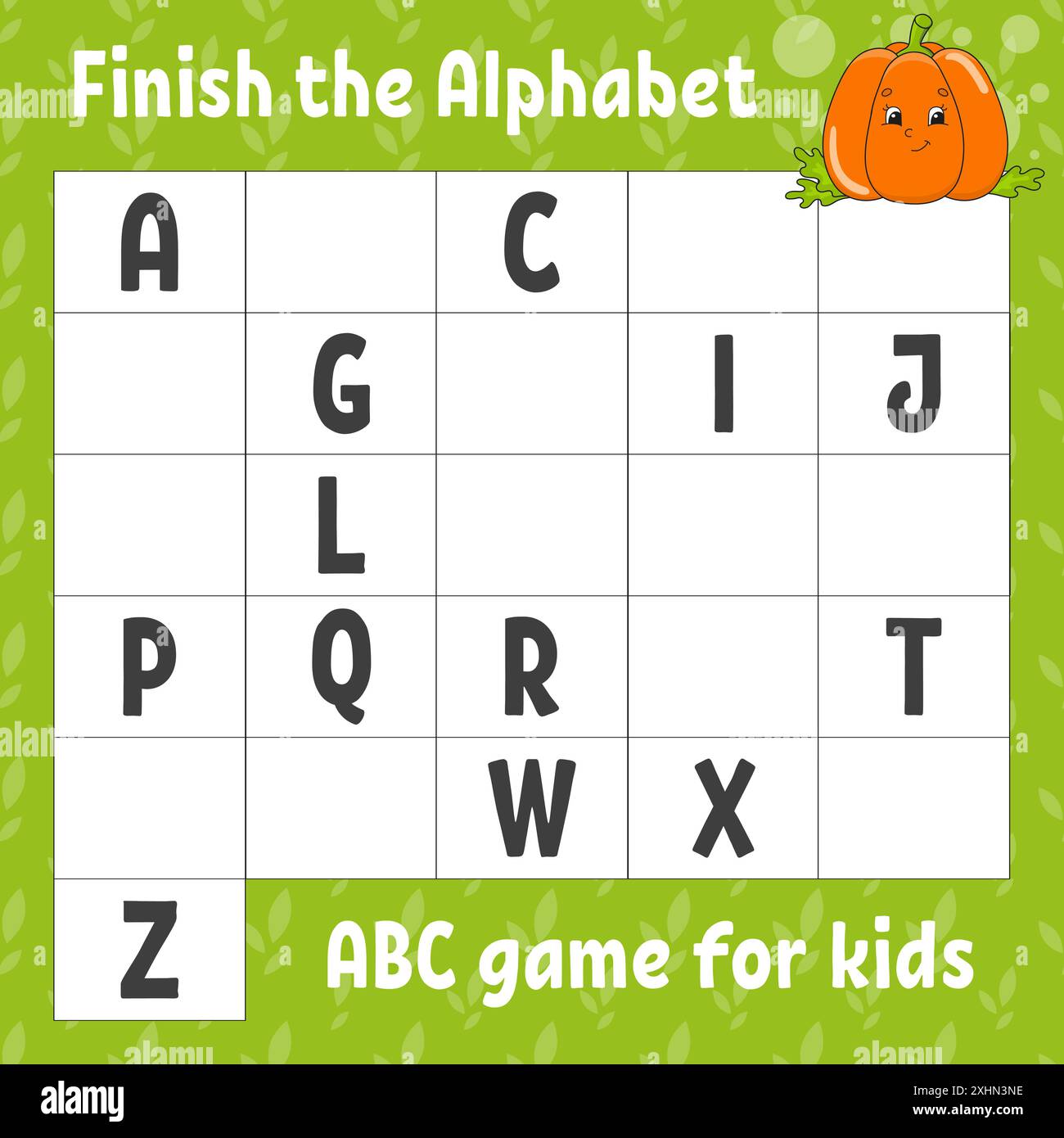 Finish the alphabet. ABC game for kids. Education developing worksheet ...