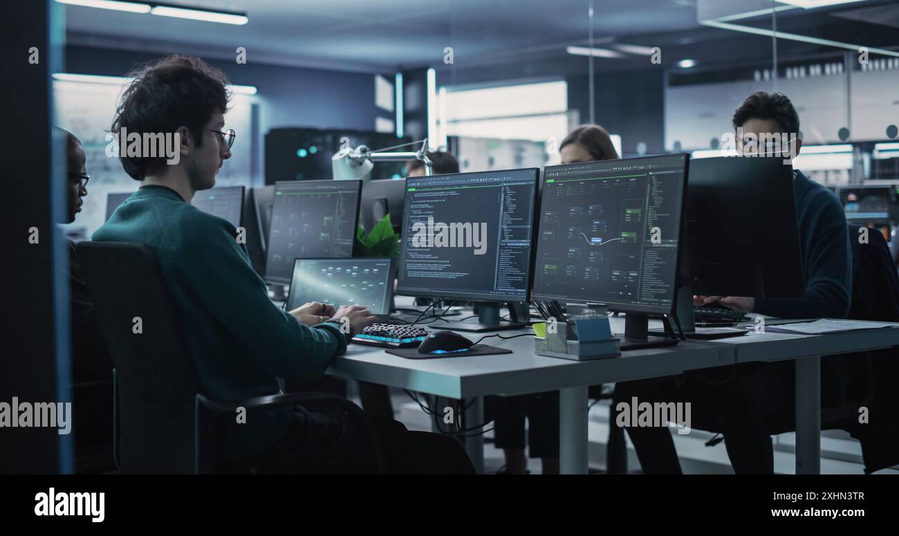 Group of Empowered Multicultural Men and Women Working in a Research ...