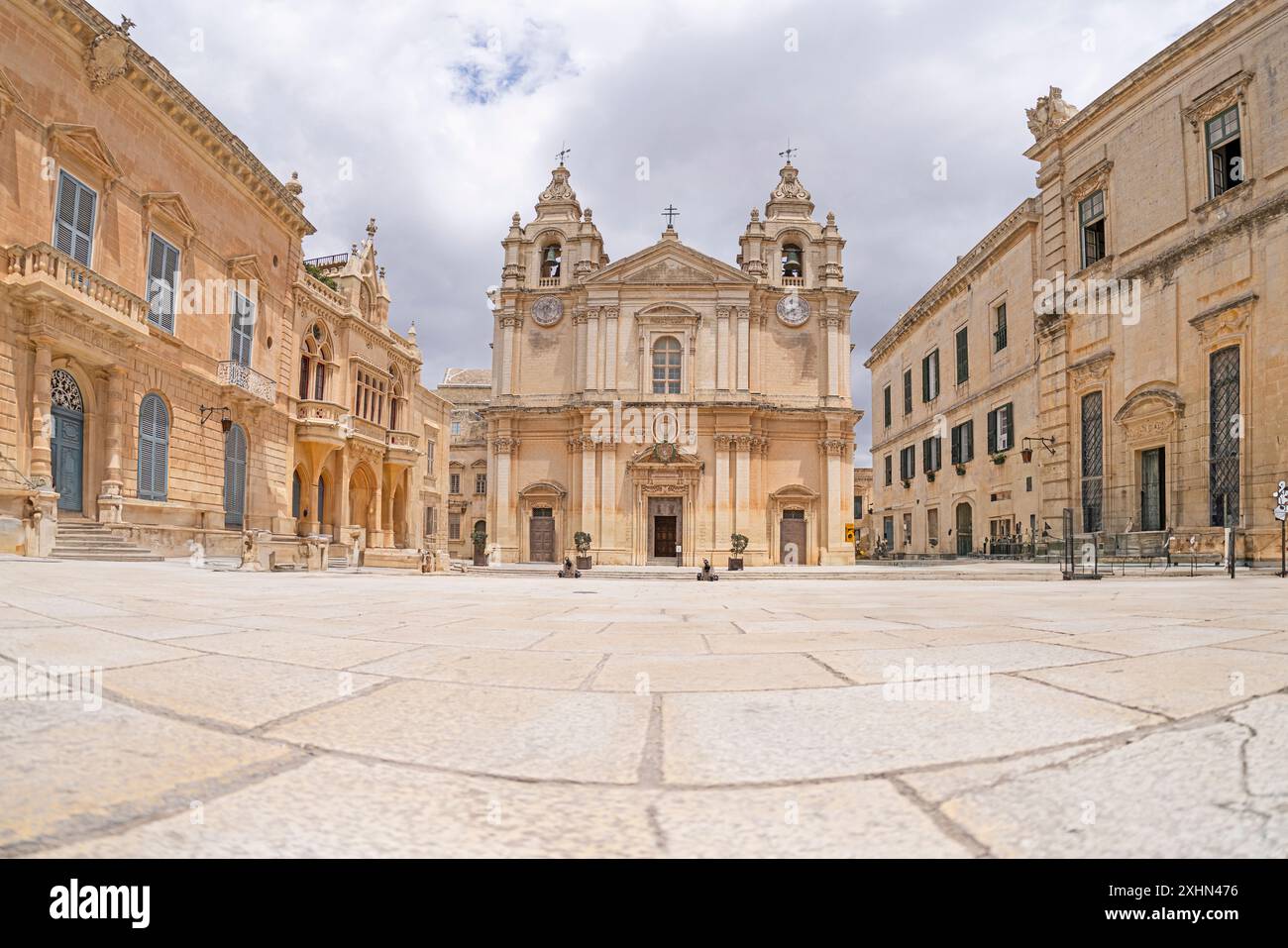 Panoramic picture of St. Paul's Cathedral in the historic Maltese city ...