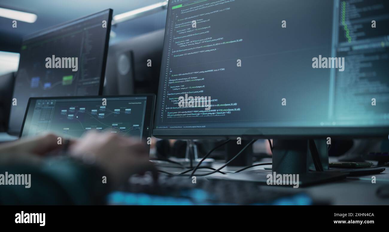 Hands anonymous developer coding on hi-res stock photography and images ...