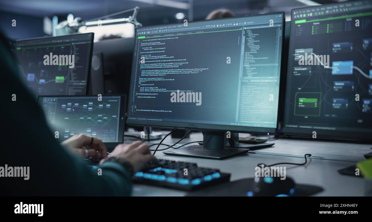 Hands anonymous developer coding on hi-res stock photography and images ...