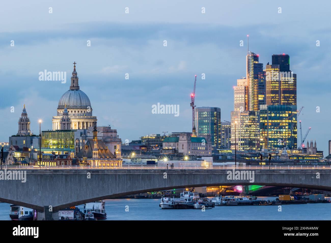 London cityscape, St Paul's Cathedral and waterloo bridge Stock Photo ...