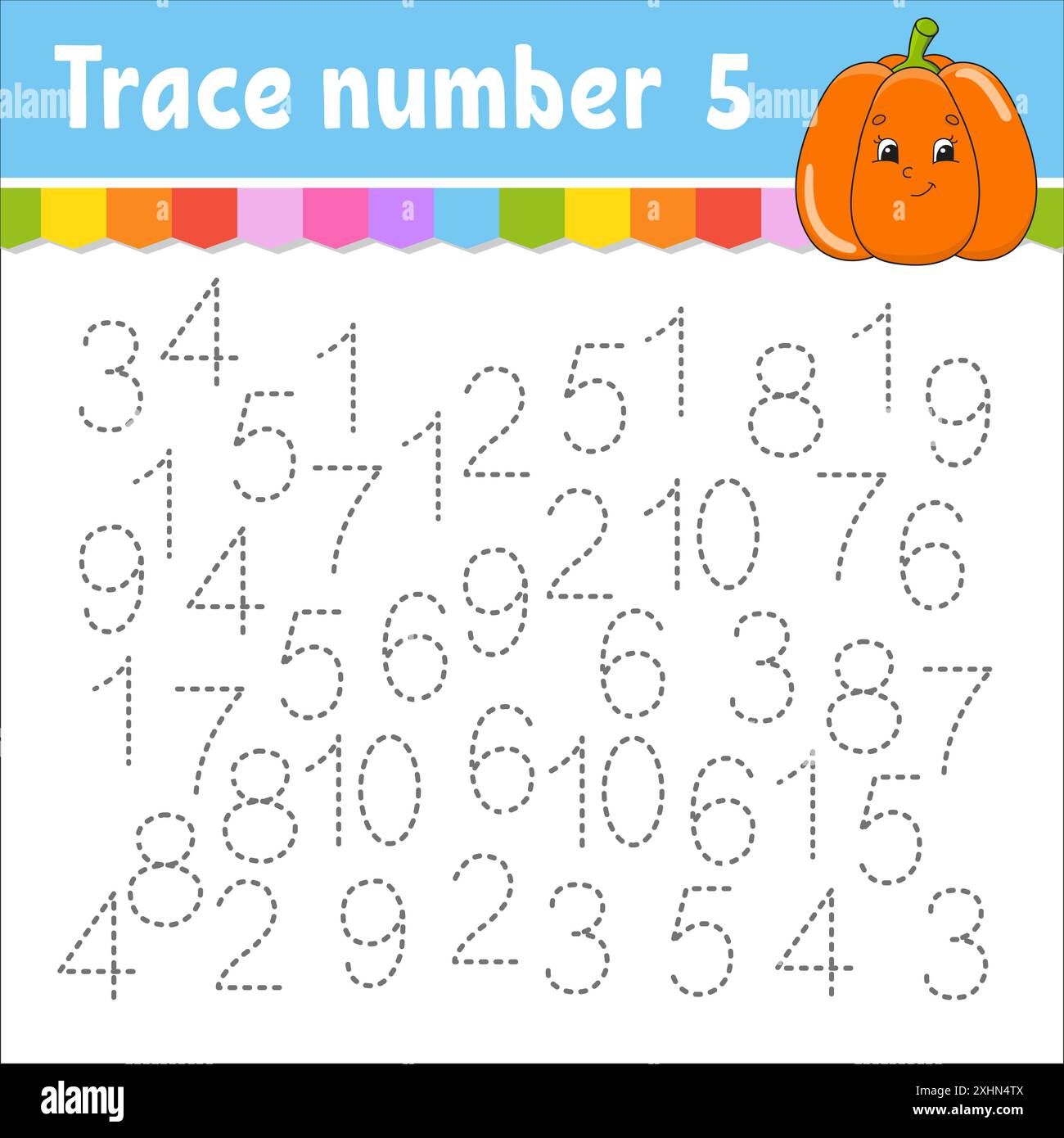 Trace number . Handwriting practice. Learning numbers for kids ...