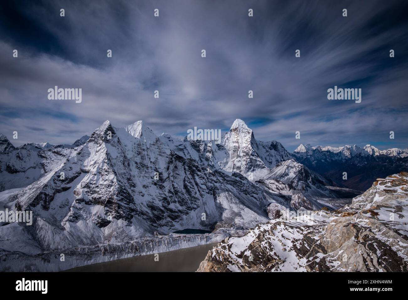 Himalaya Mountains. Ama Dablam Mountain. Nepal. Blue Sky Stock Photo ...