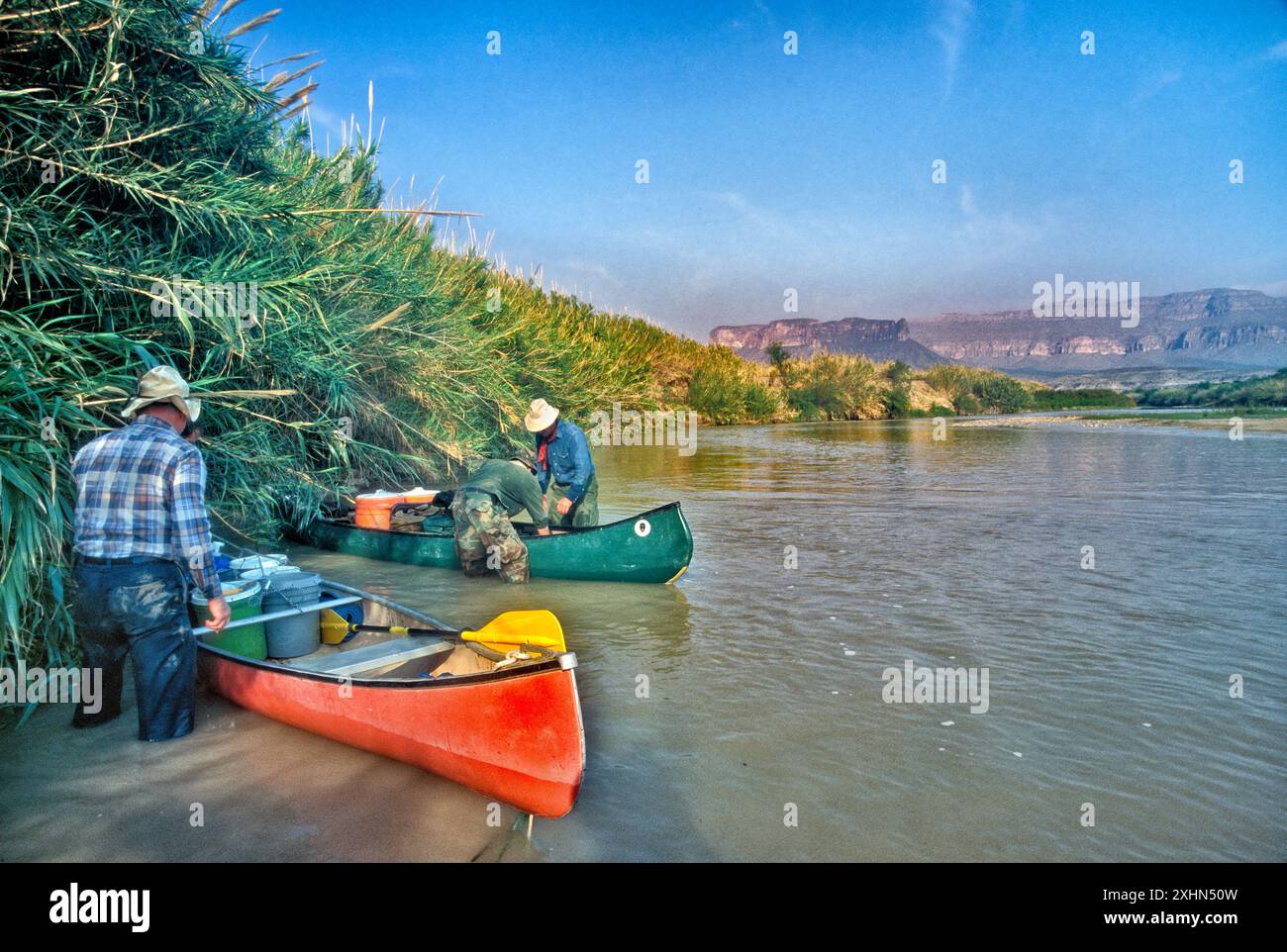 Canoeists at hot springs at Rio Grande river-bank, The Lower Canyons of ...
