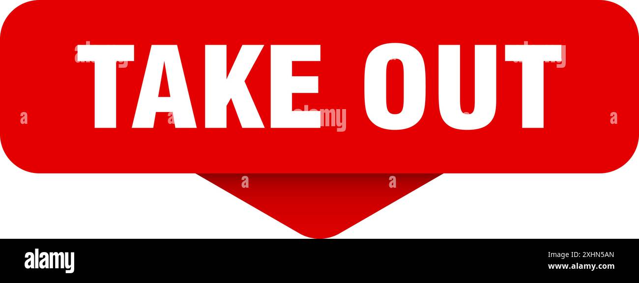 take out sticker. take out sign on transparent background. rectangular ...