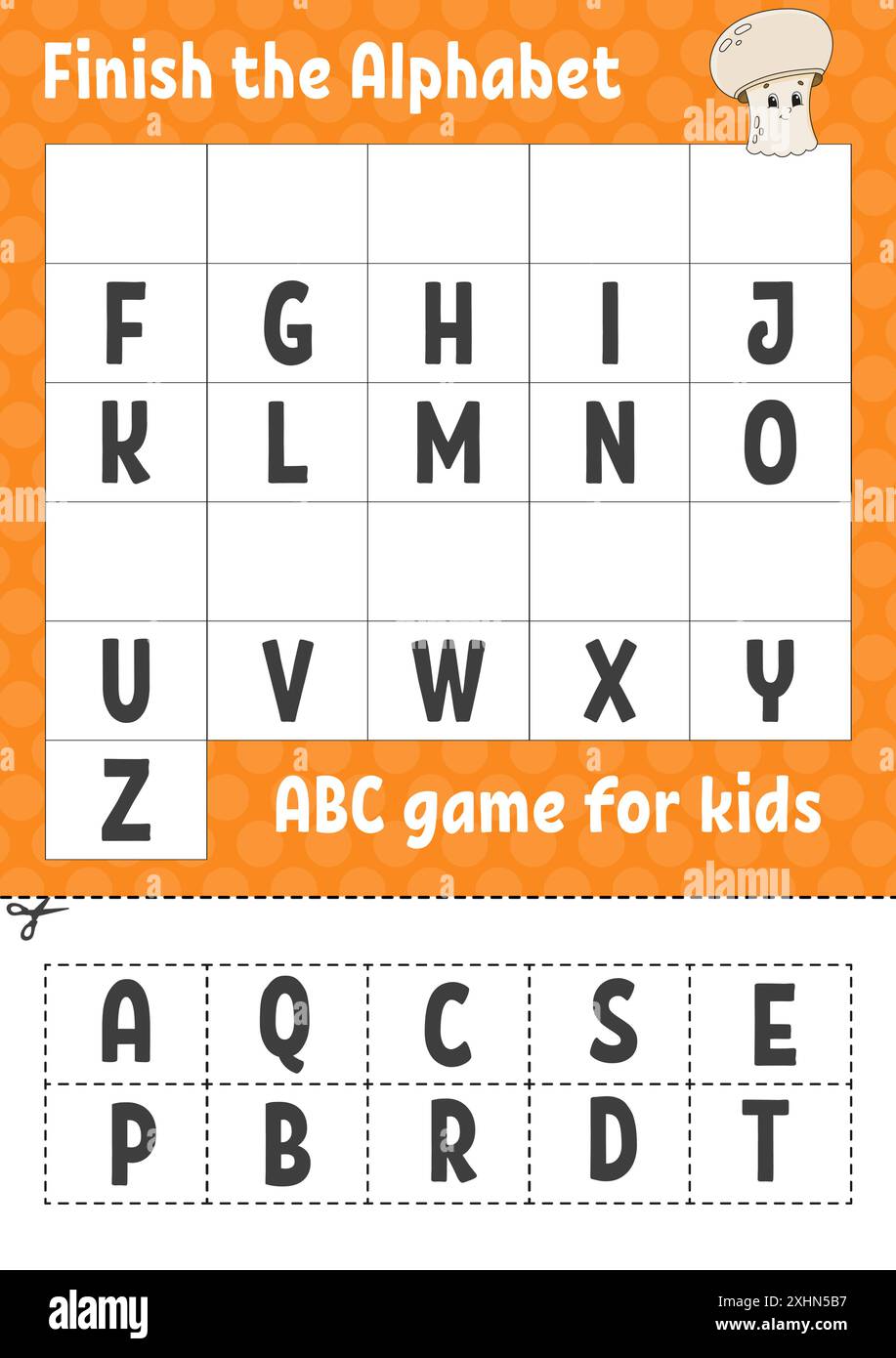 Finish the alphabet. ABC game for kids. Cut and glue. Education ...