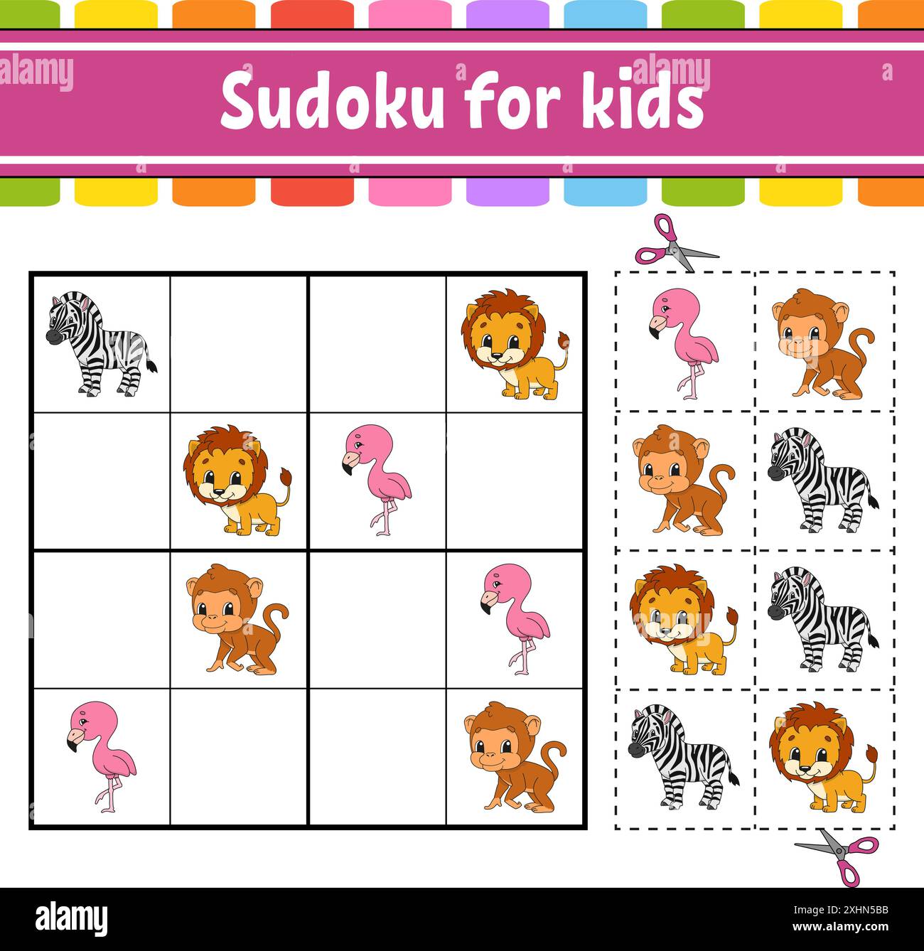 Sudoku for kids. Education developing worksheet. Activity page with ...