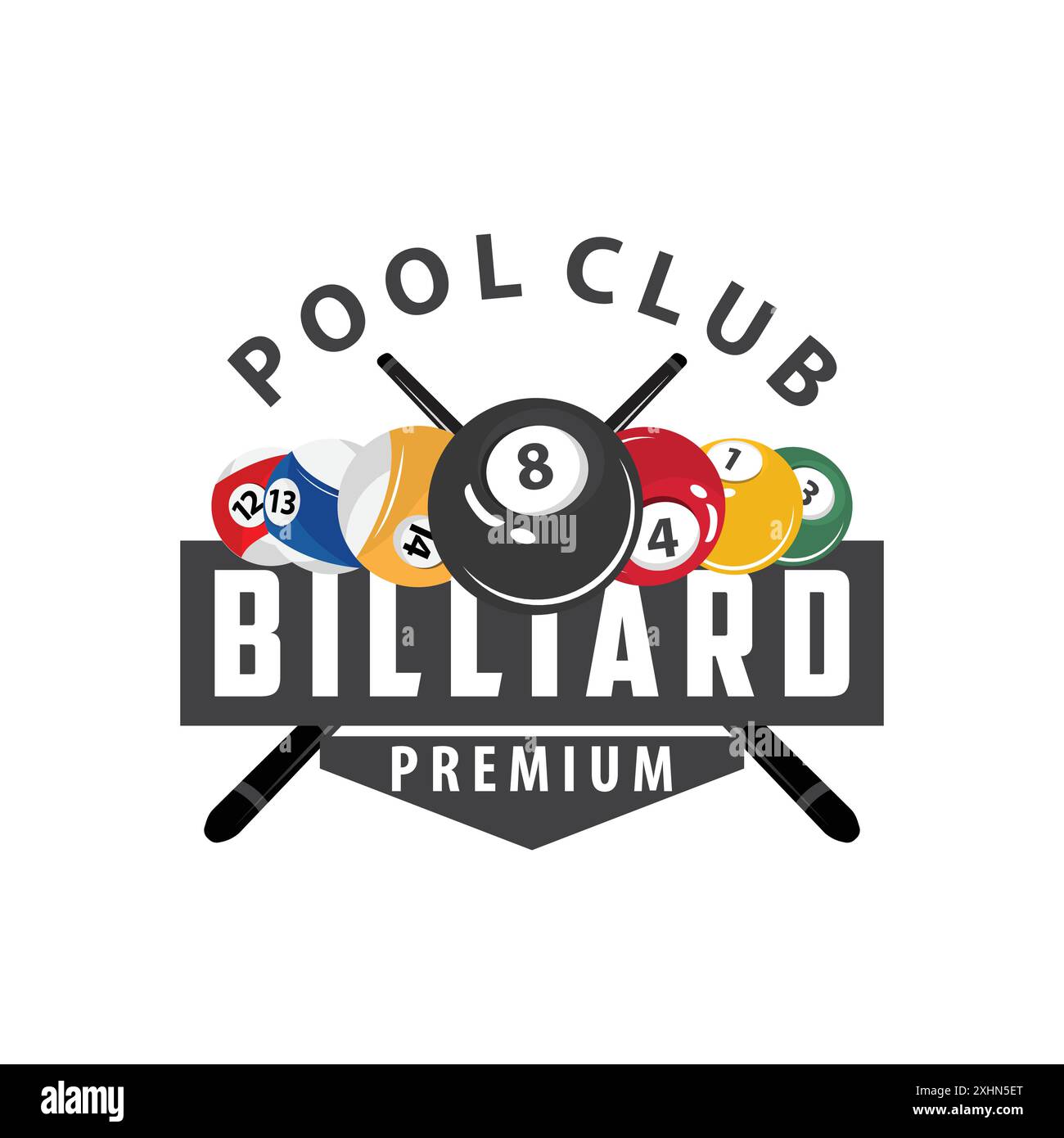 Billiard Logo Minimalist Design Ball and Stick Symbol Illustration ...