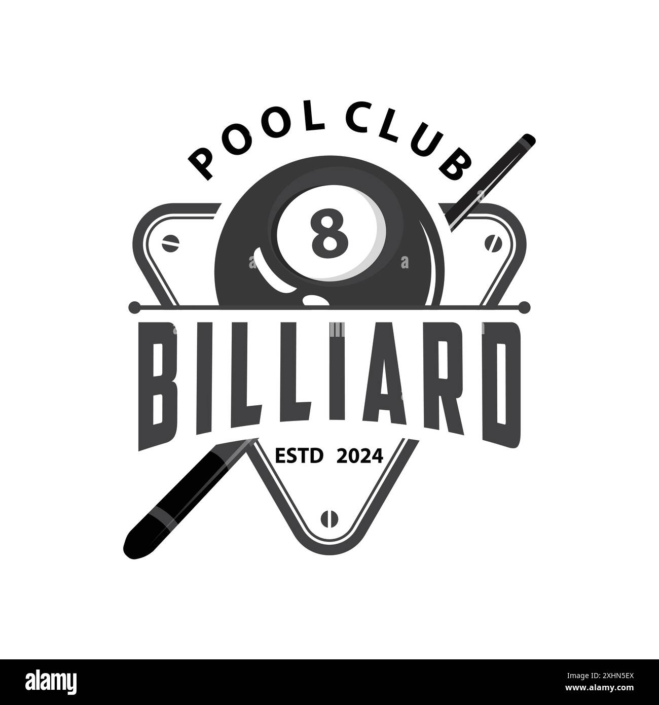 Billiard Logo Minimalist Design Ball and Stick Symbol Illustration ...