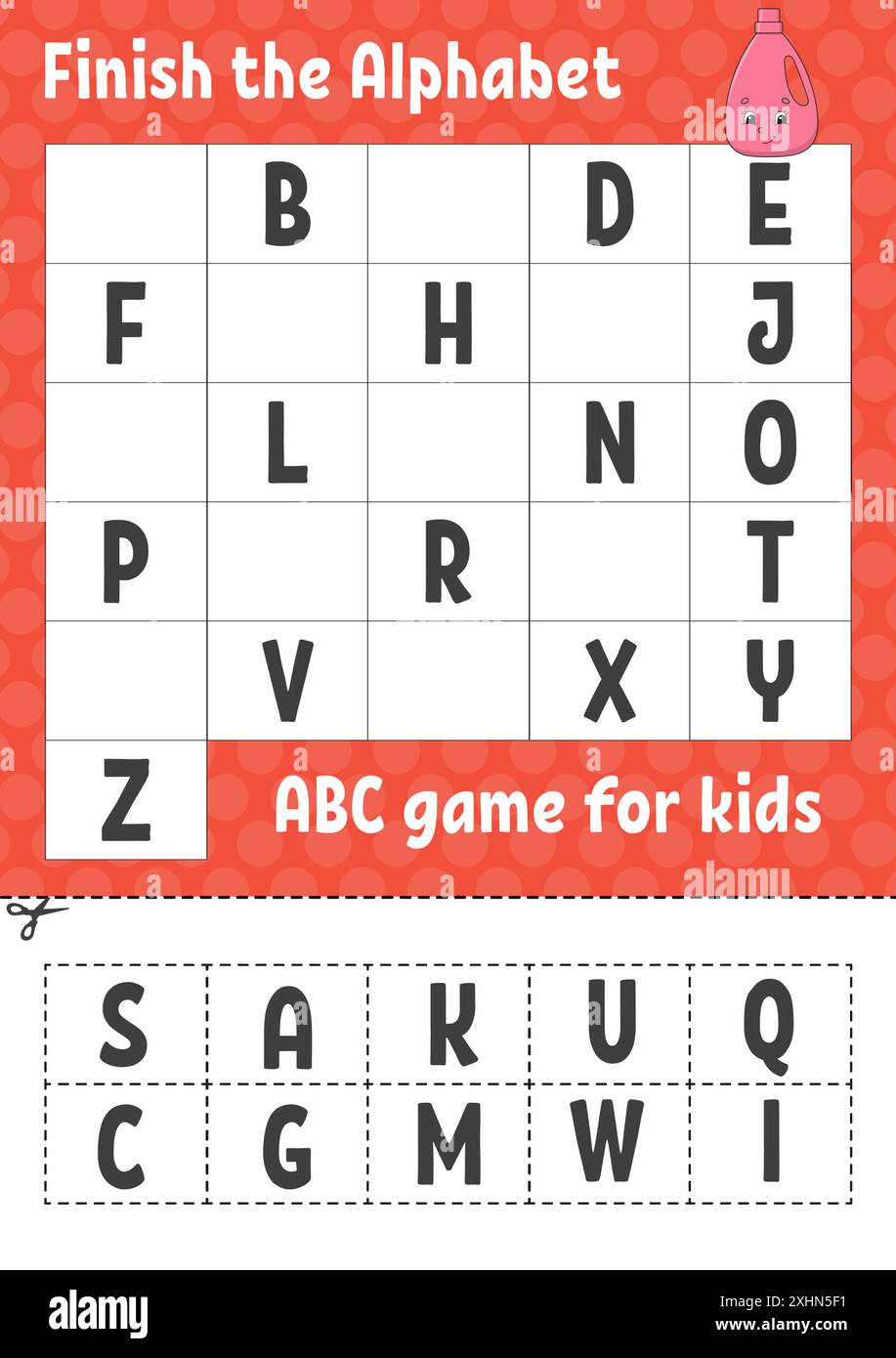 Finish the alphabet. ABC game for kids. Cut and glue. Education ...