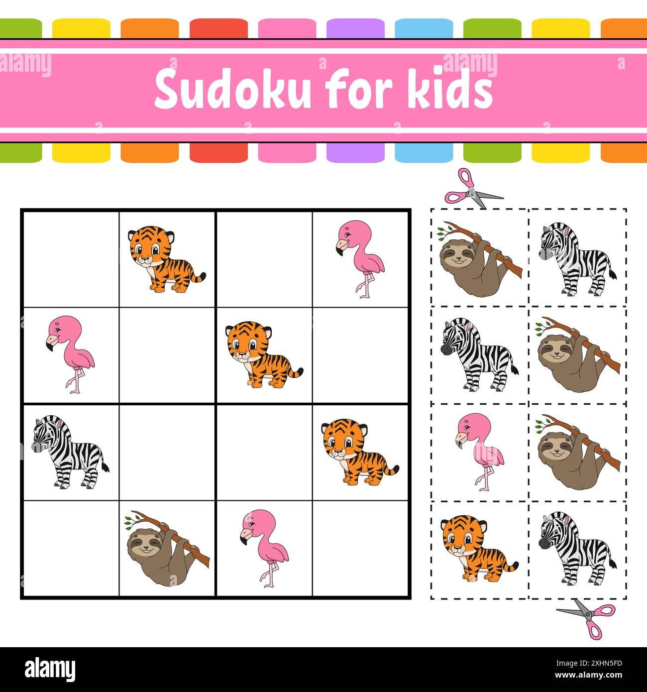 Sudoku for kids. Education developing worksheet. Activity page with ...