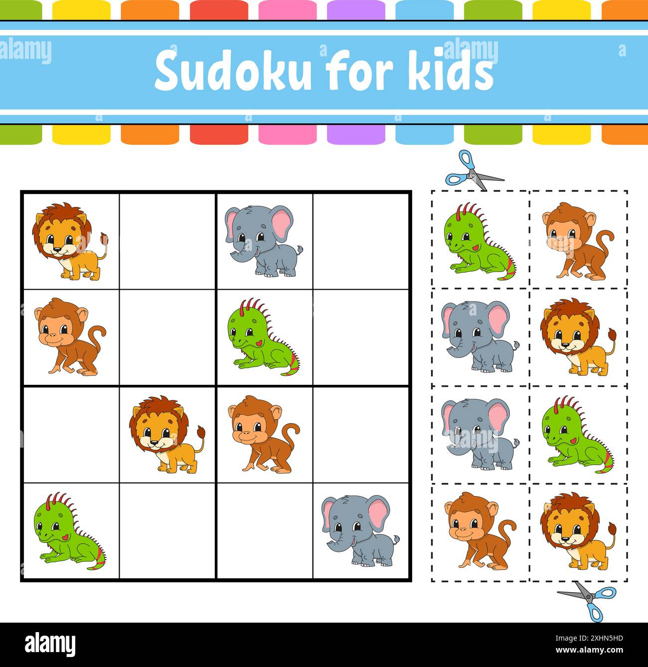 Sudoku for kids. Education developing worksheet. Activity page with ...