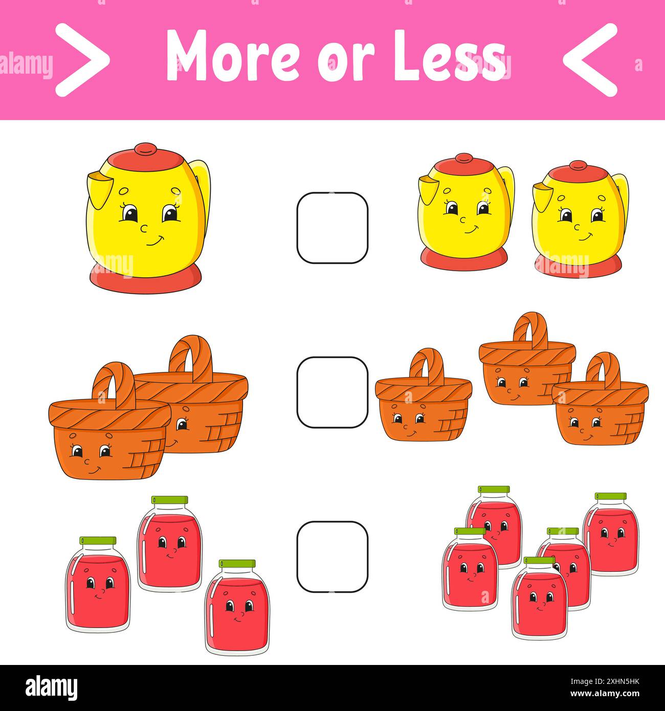 More or less. Educational activity worksheet for kids and toddlers ...