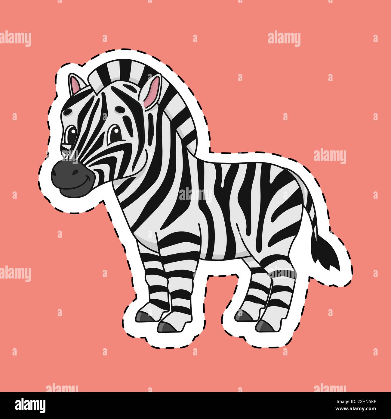 Sticker with contour. cartoon character. Animal theme. Colorful vector ...