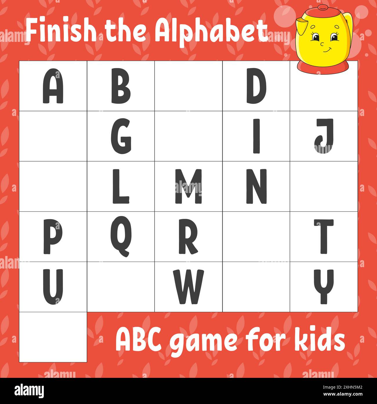 Finish the alphabet. ABC game for kids. Education developing worksheet ...