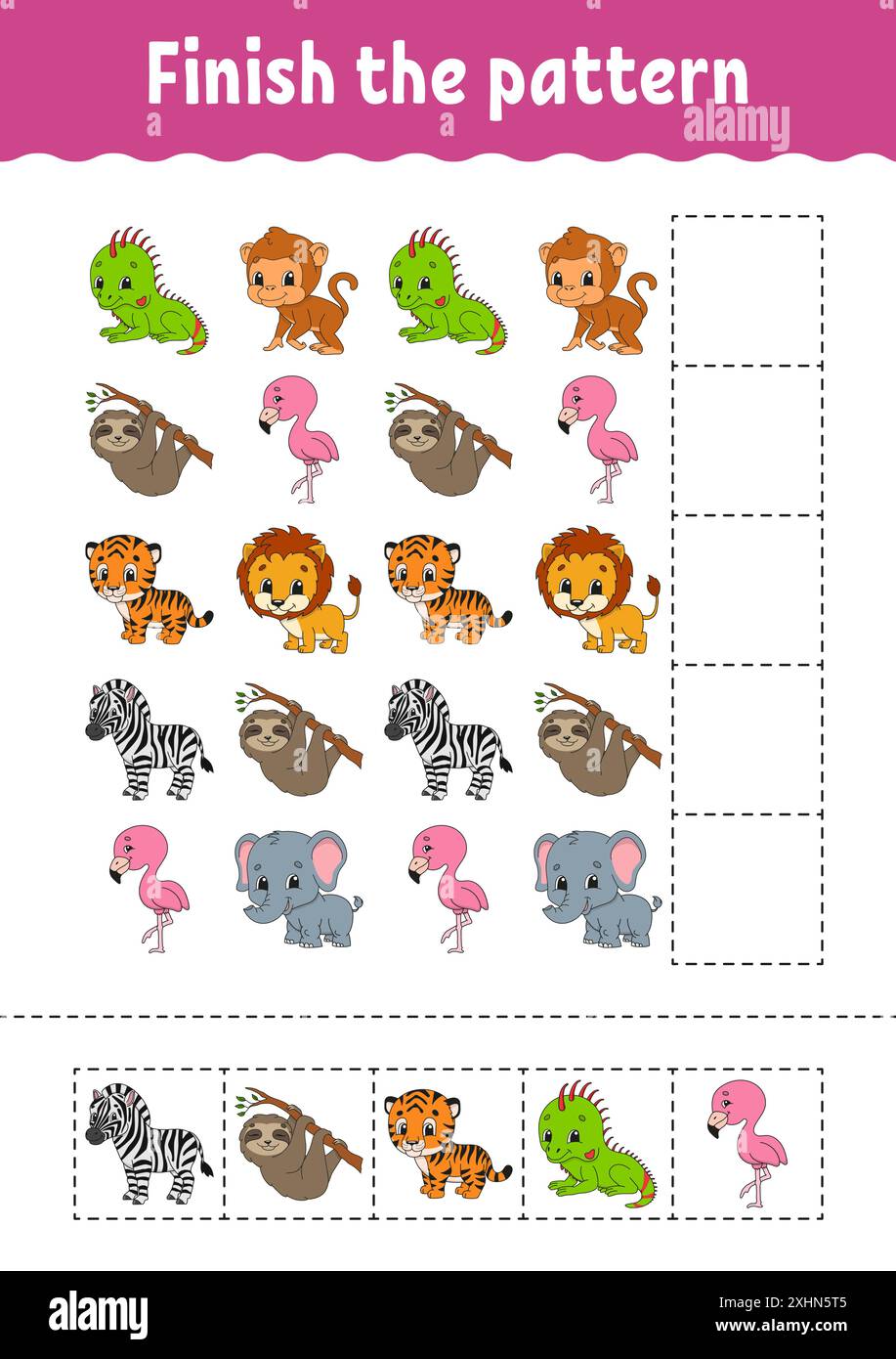 Finish the pattern. Cut and play. Education developing worksheet ...