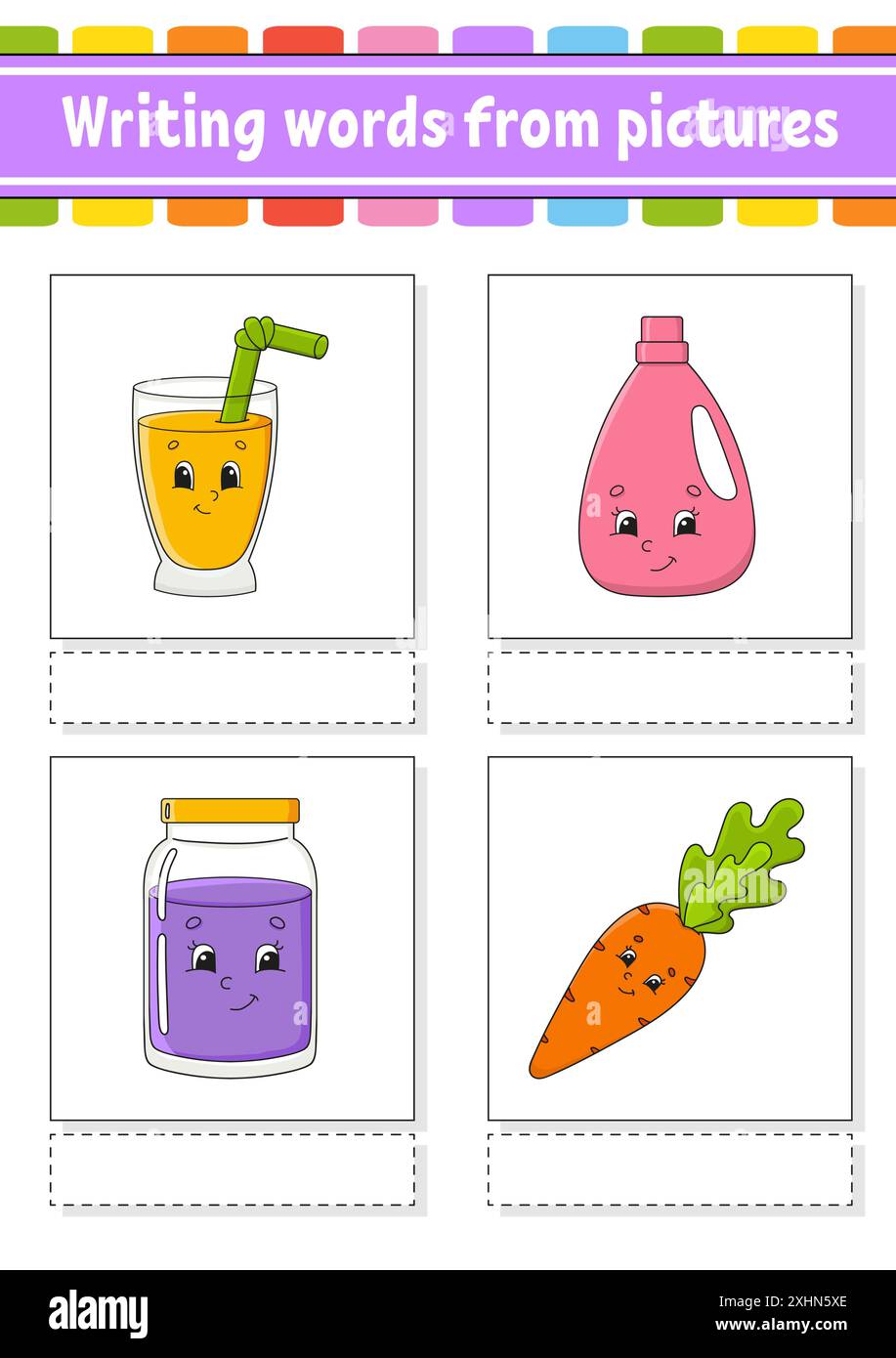 Writing words from pictures. Education developing worksheet. Activity ...