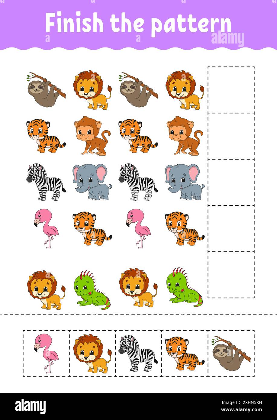 Finish the pattern. Cut and play. Education developing worksheet ...
