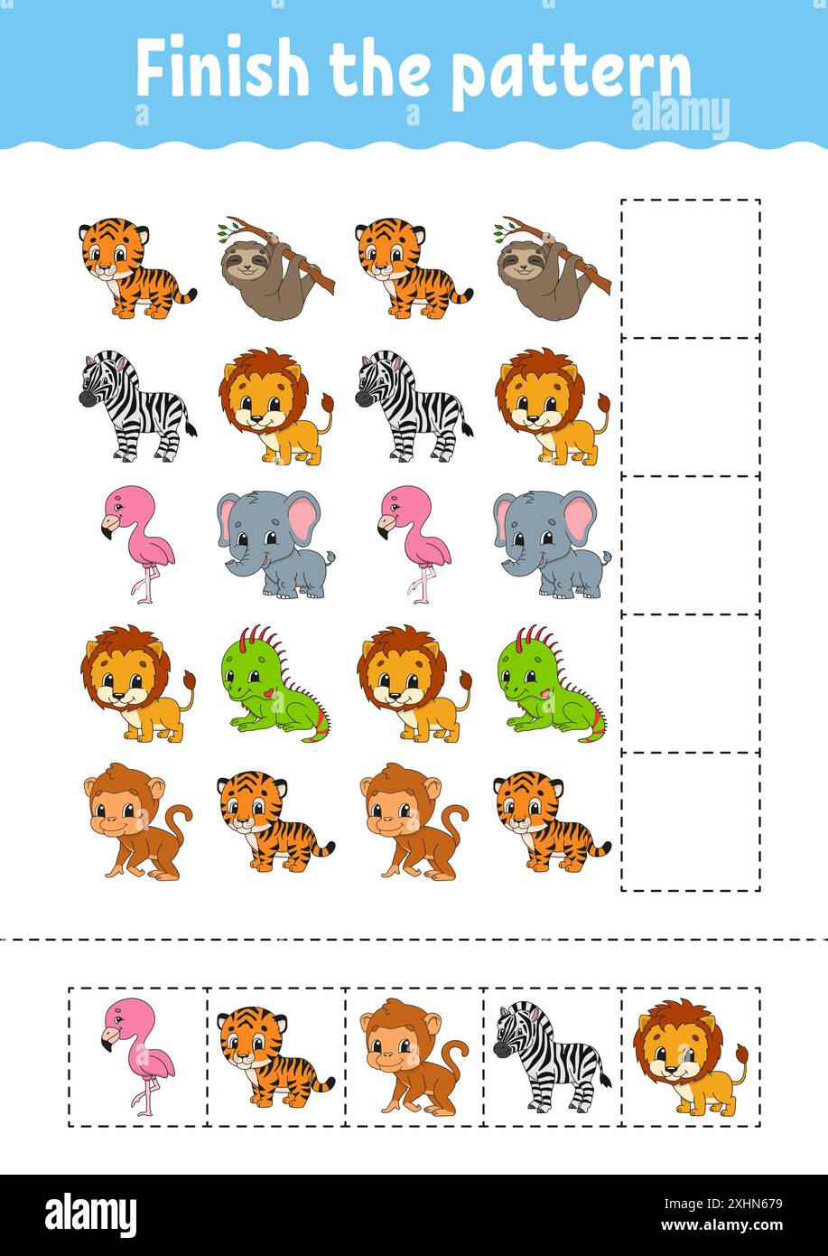 Finish the pattern. Cut and play. Education developing worksheet ...